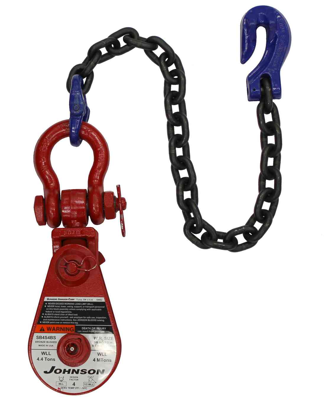GUNNEBO 4T BLOCK w/SHACKLE & CHAIN 6-2SW30